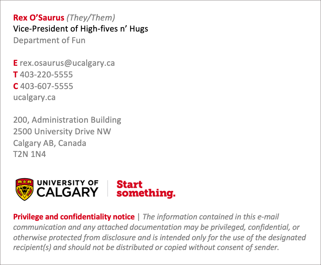 Email signatures | BRAND | University of Calgary
